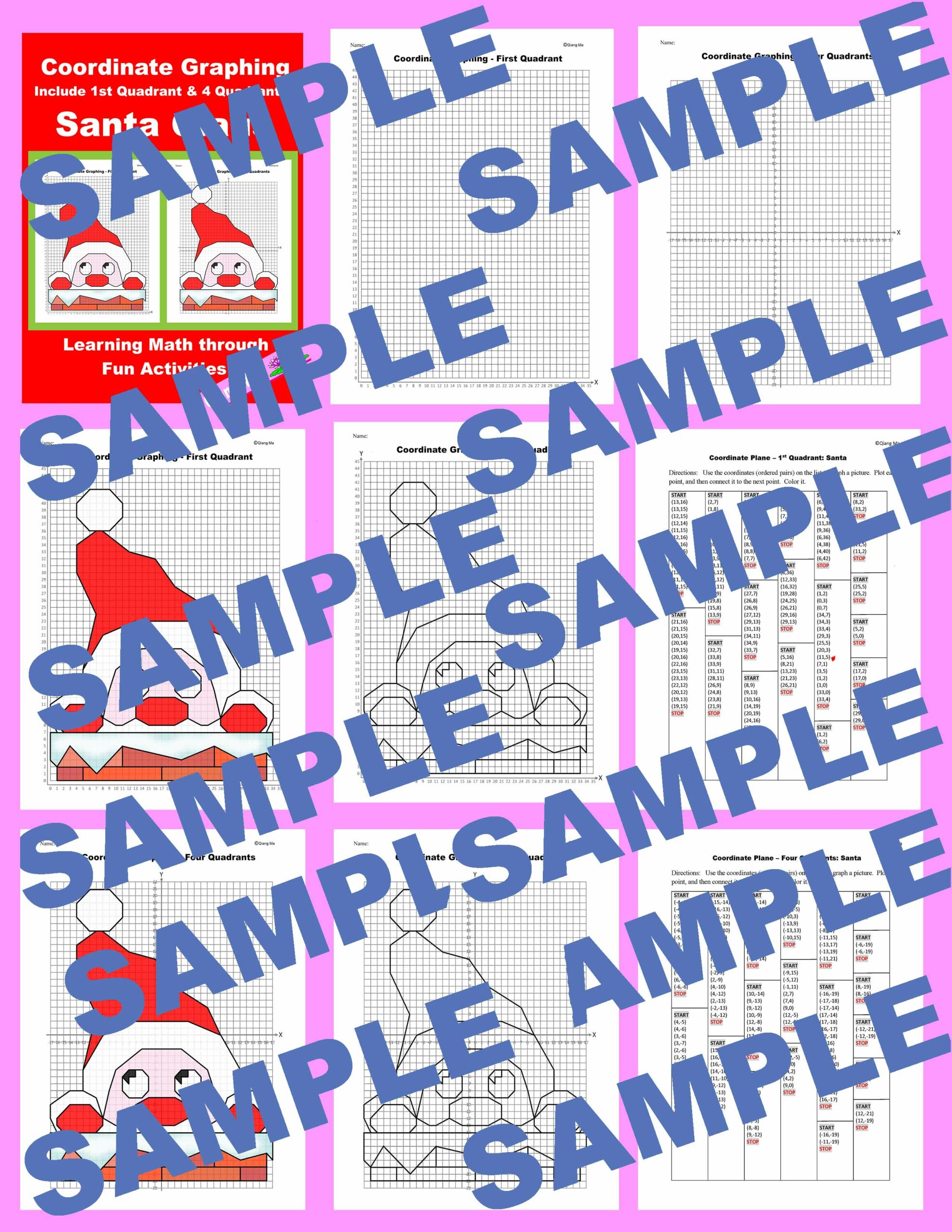 Christmas Coordinate Plane Graphing Picture: Santa Claus II | Made By ...