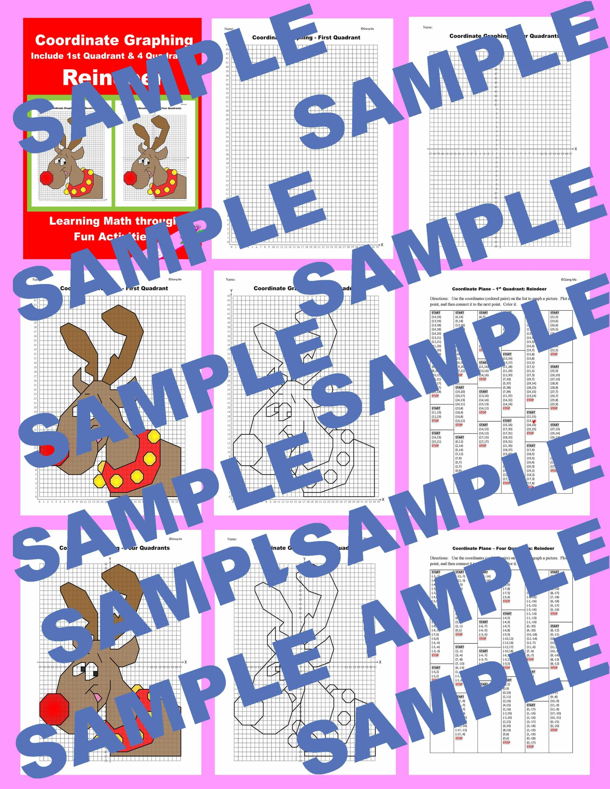 Christmas Coordinate Plane Graphing Picture: Reindeer II | Made By Teachers