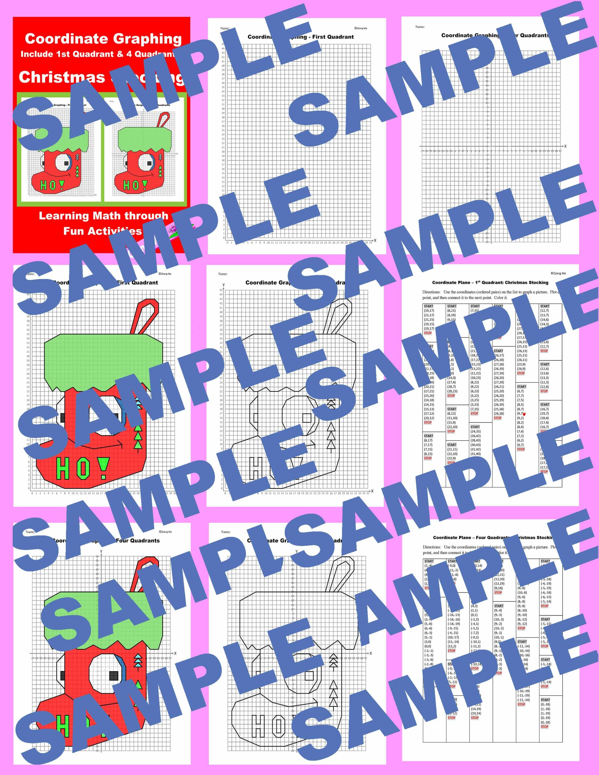 Christmas Coordinate Plane Graphing Picture: Christmas Stocking II ...