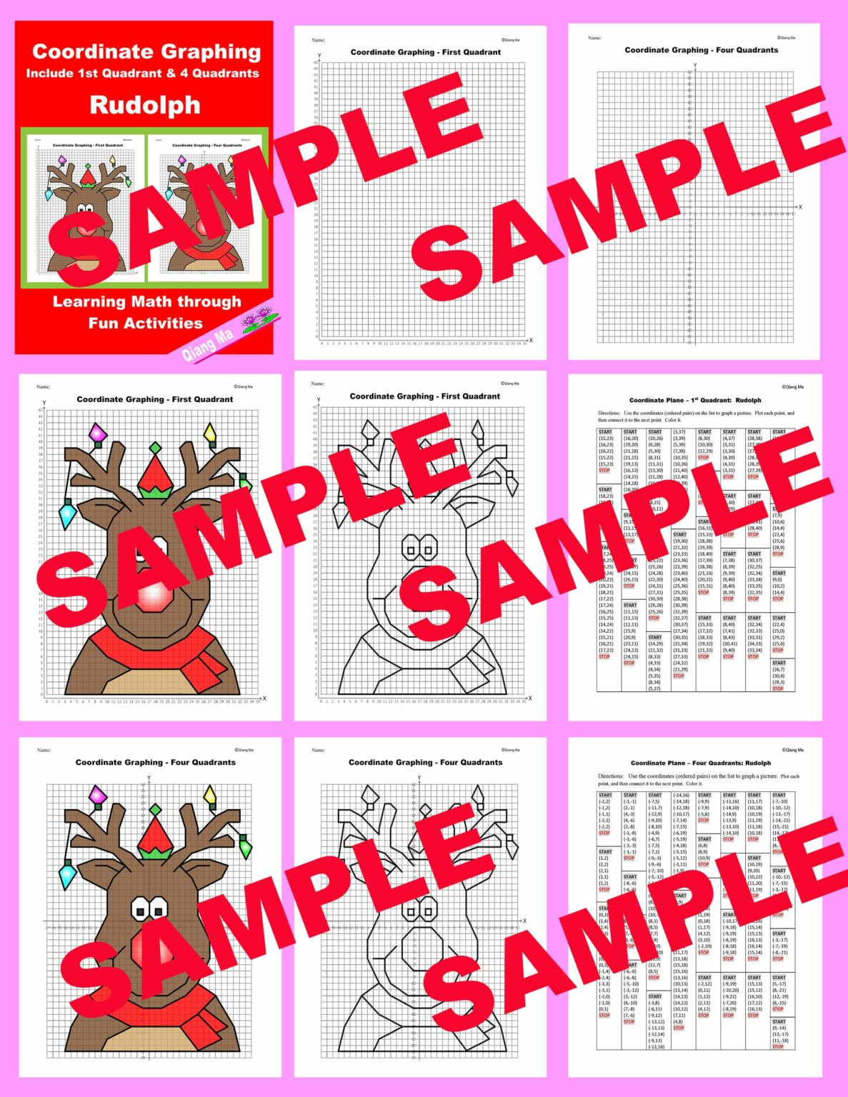 Christmas Coordinate Plane Graphing Picture: Rudolph - Made By Teachers
