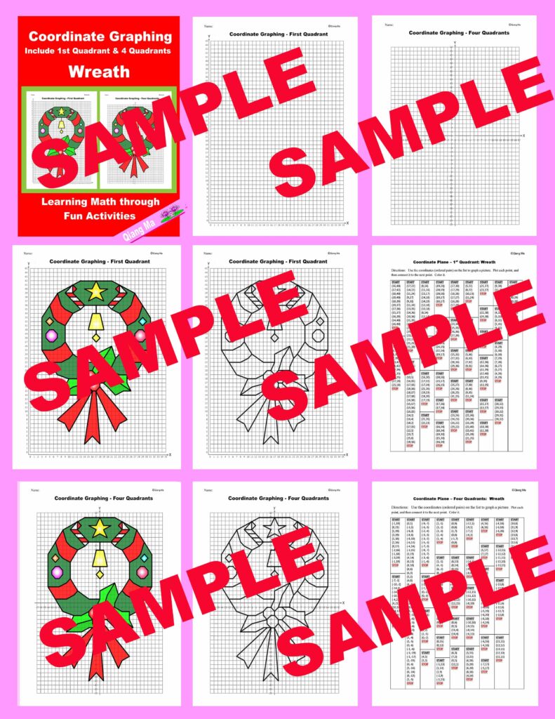 Christmas Coordinate Plane Graphing Picture: Wreath | Made By Teachers