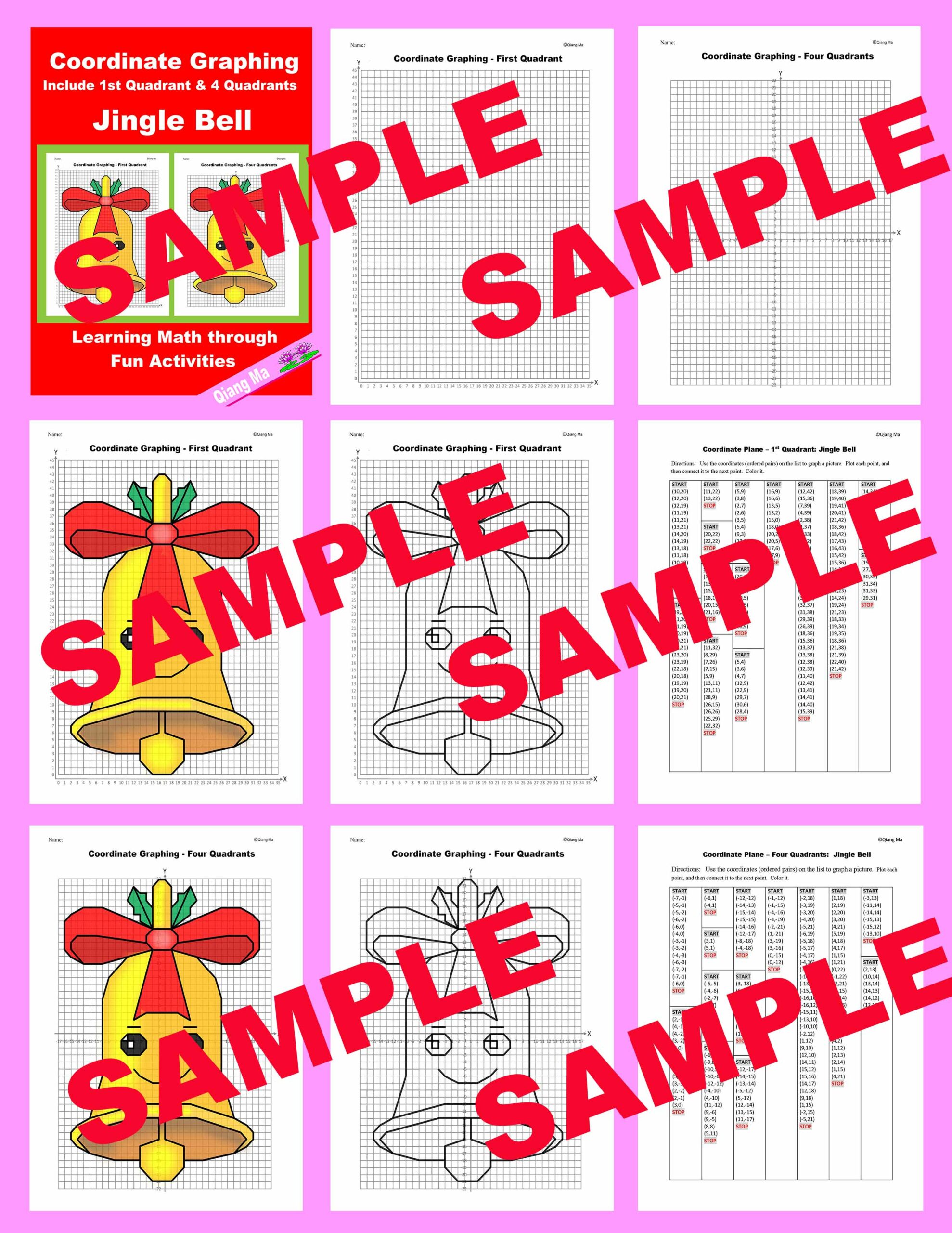 Christmas Coordinate Plane Graphing Picture: Jingle Bell | Made By Teachers