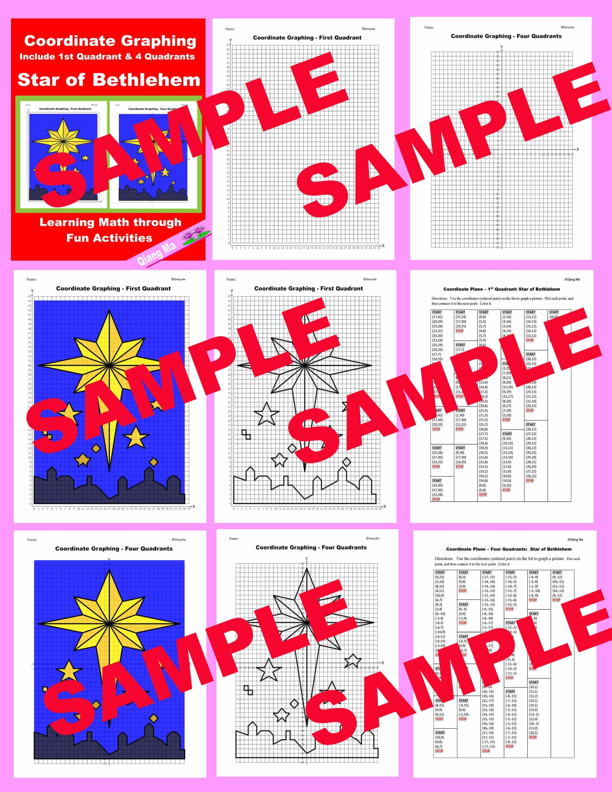 Christmas Coordinate Plane Graphing Picture: Star of Bethlehem | Made ...