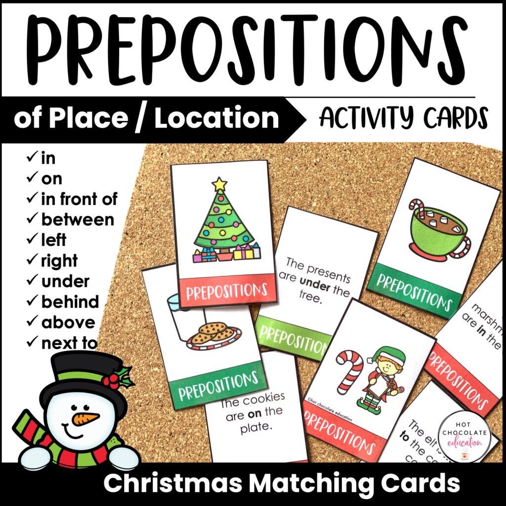 ESL Prepositions of Place and Location Card Match - Christmas Edition ...