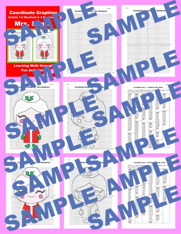 Christmas Coordinate Plane Graphing Picture: Mrs. Santa | Made By Teachers