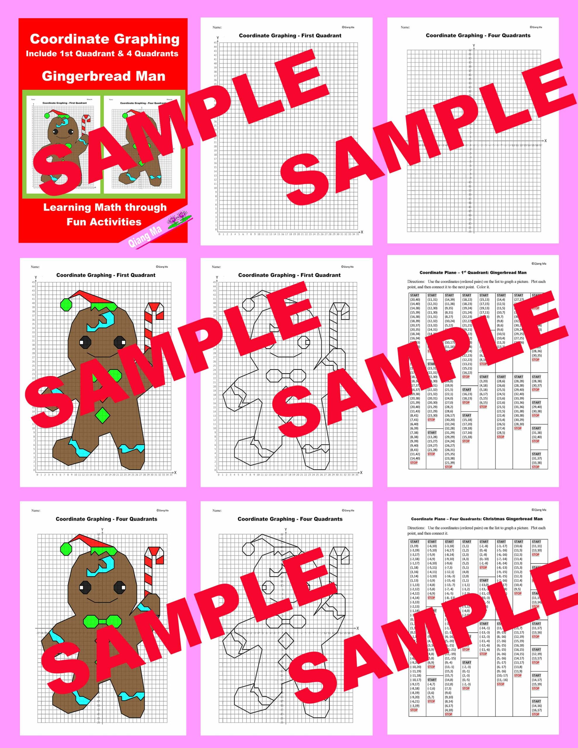 Christmas Coordinate Plane Graphing Picture: Gingerbread Man | Made By ...
