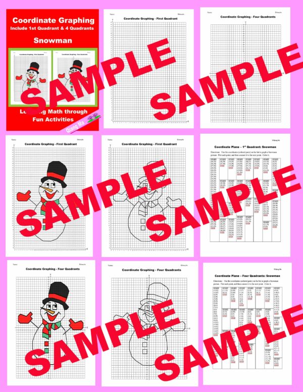Christmas Coordinate Plane Graphing Picture: Snowman | Made By Teachers