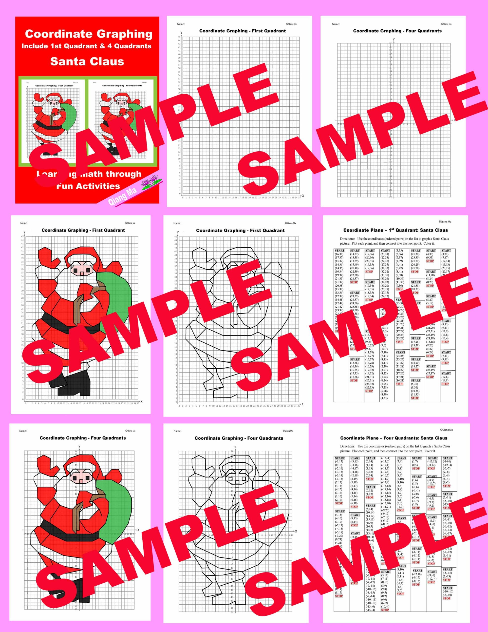 Christmas Coordinate Plane Graphing Picture: Santa Claus | Made By Teachers