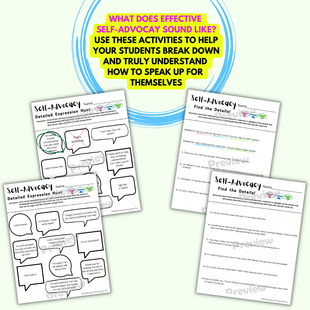 Self-Advocacy Skills + Life Skills Problem Solving Scenarios for Older ...