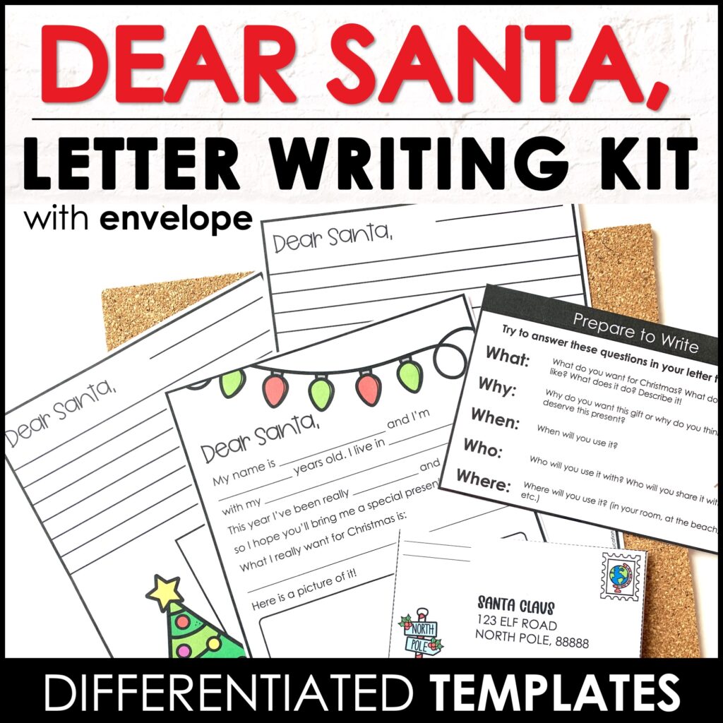 Dear Santa - Christmas Letter Writing Template Kit for ESL | Made By ...