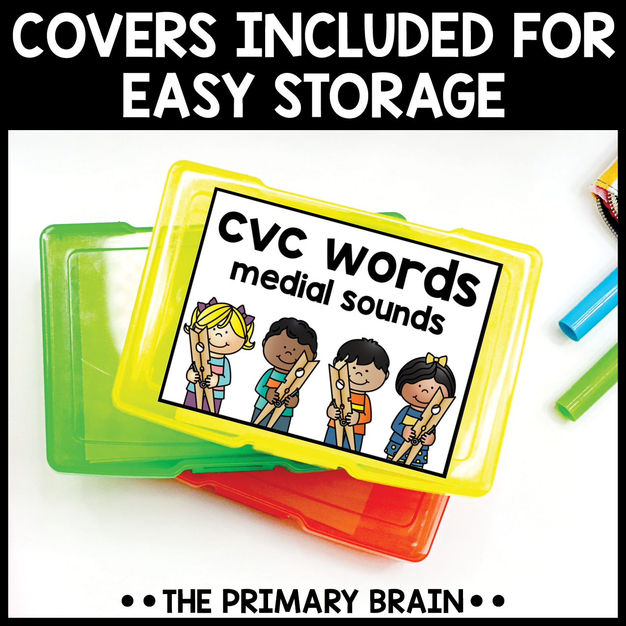 CVC Words Clip Cards for Task Card Boxes | Literacy Centers Activities ...