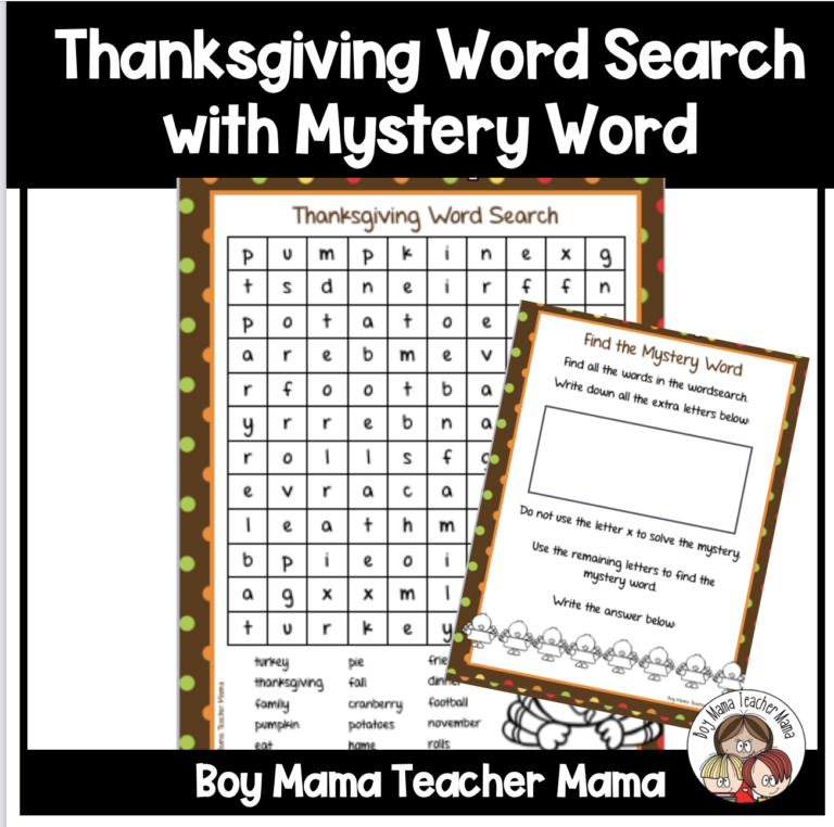 Thanksgiving Word Search with Mystery Word | Made By Teachers