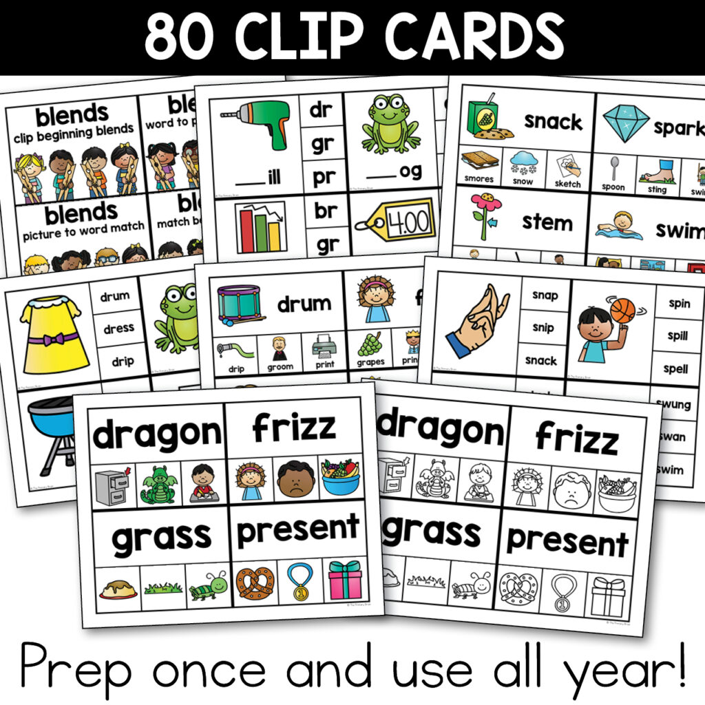 Beginning Blends Clip Cards for Task Cards Boxes | L R S Blends | Made ...