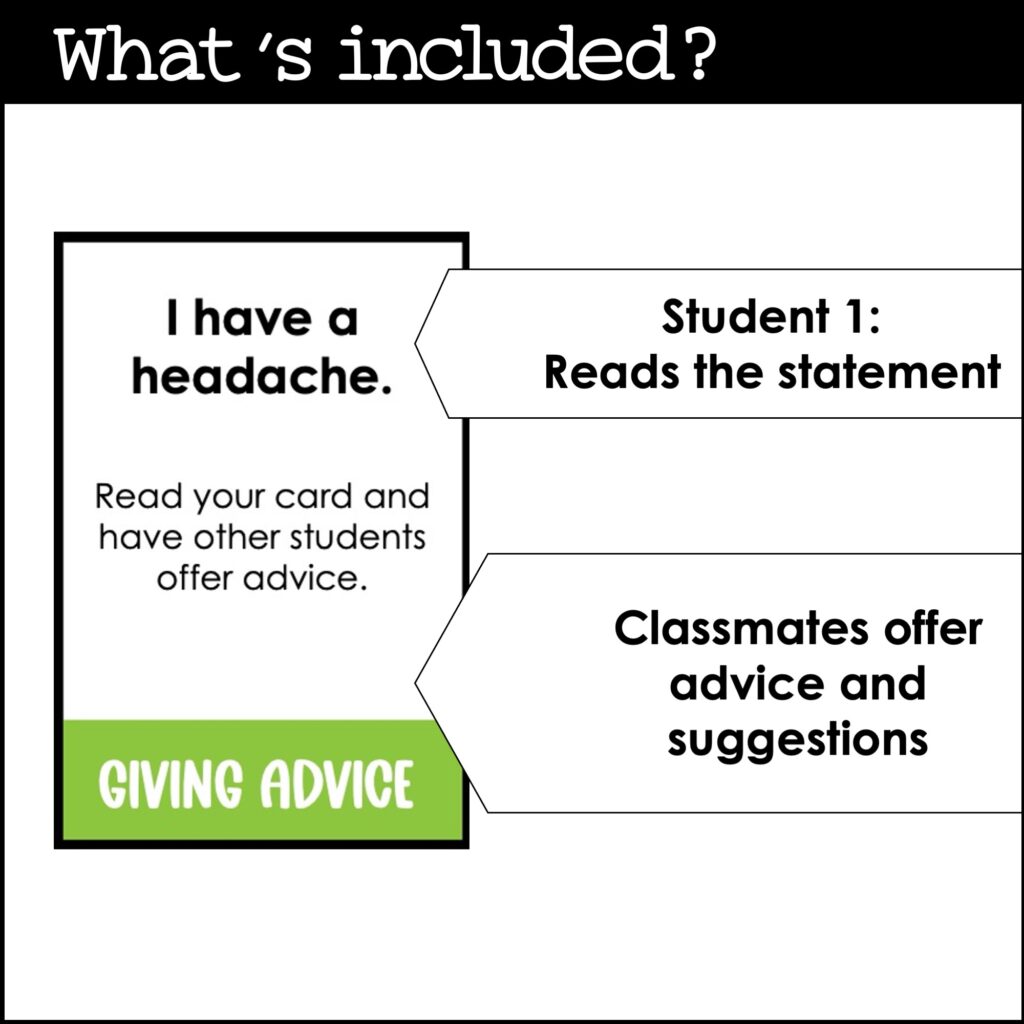 Giving Advice - Conversation Cards - ESL Speaking Skills Activity ...