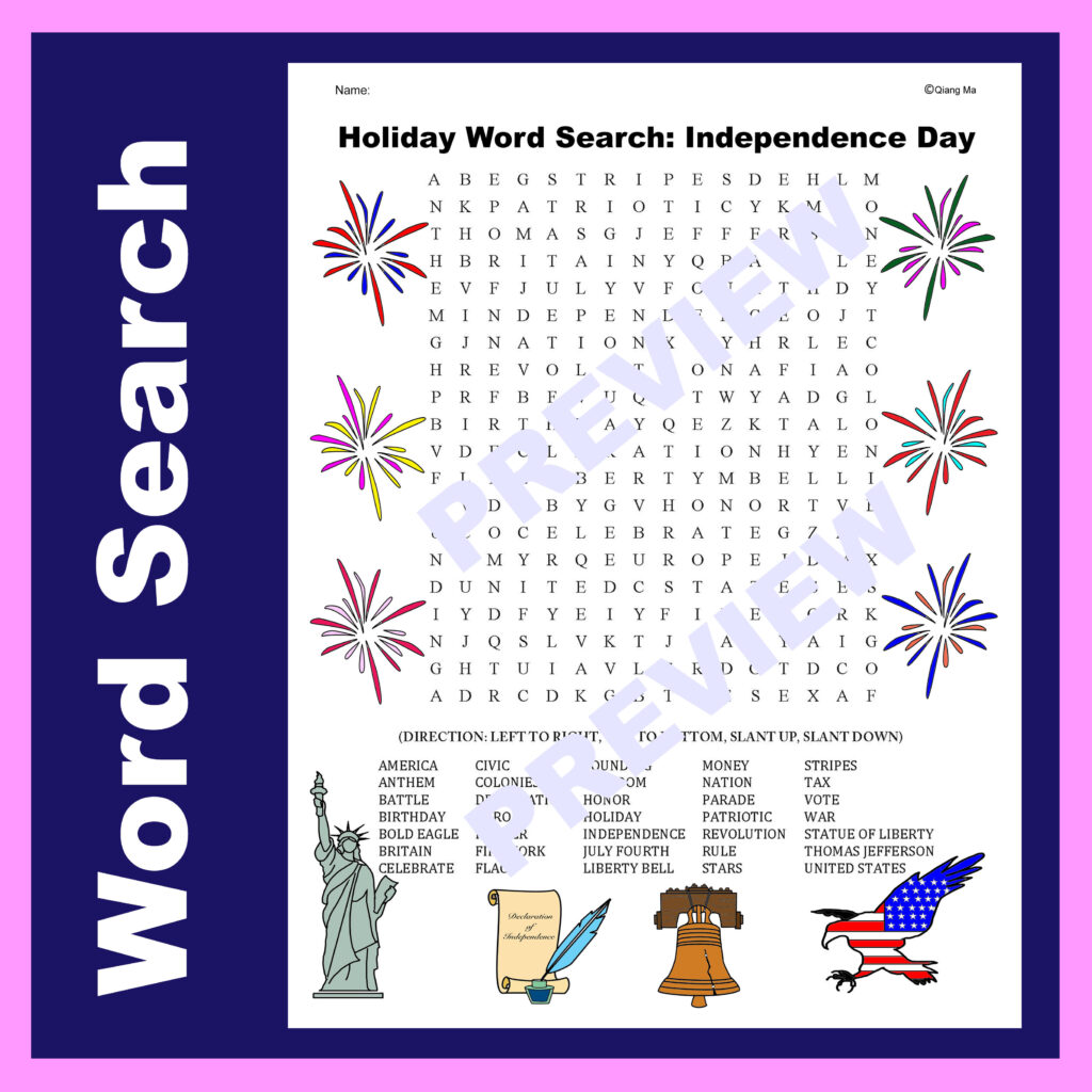 Holiday Word Search: Independence Day | Made By Teachers