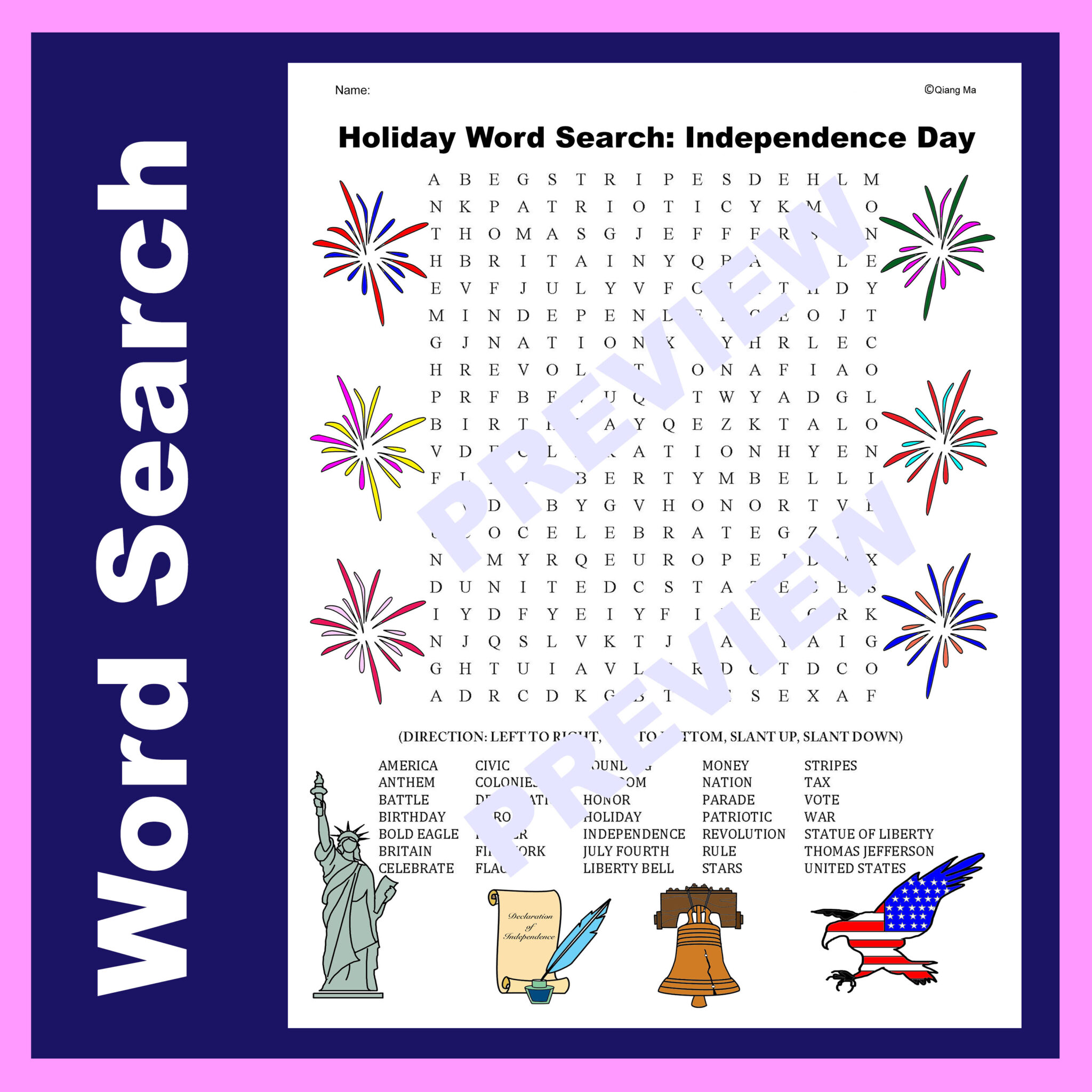 Holiday Word Search: Independence Day | Made By Teachers