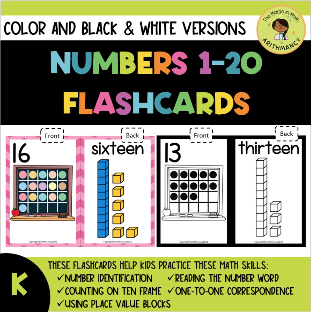 NUMBER FLASHCARDS PRINTABLE 1-20 FOR NUMBER SENSE PLACE VALU BLOCKS ...
