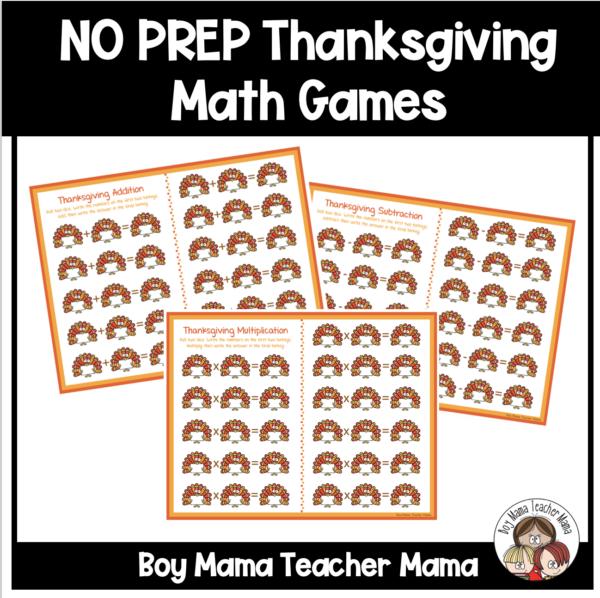 No Prep Thanksgiving Dice Games | Made By Teachers