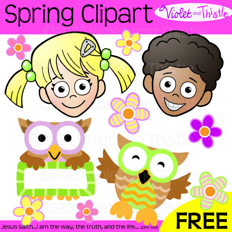 FREE Spring Kids Clipart Owls Flowers Clip Art | Made By Teachers