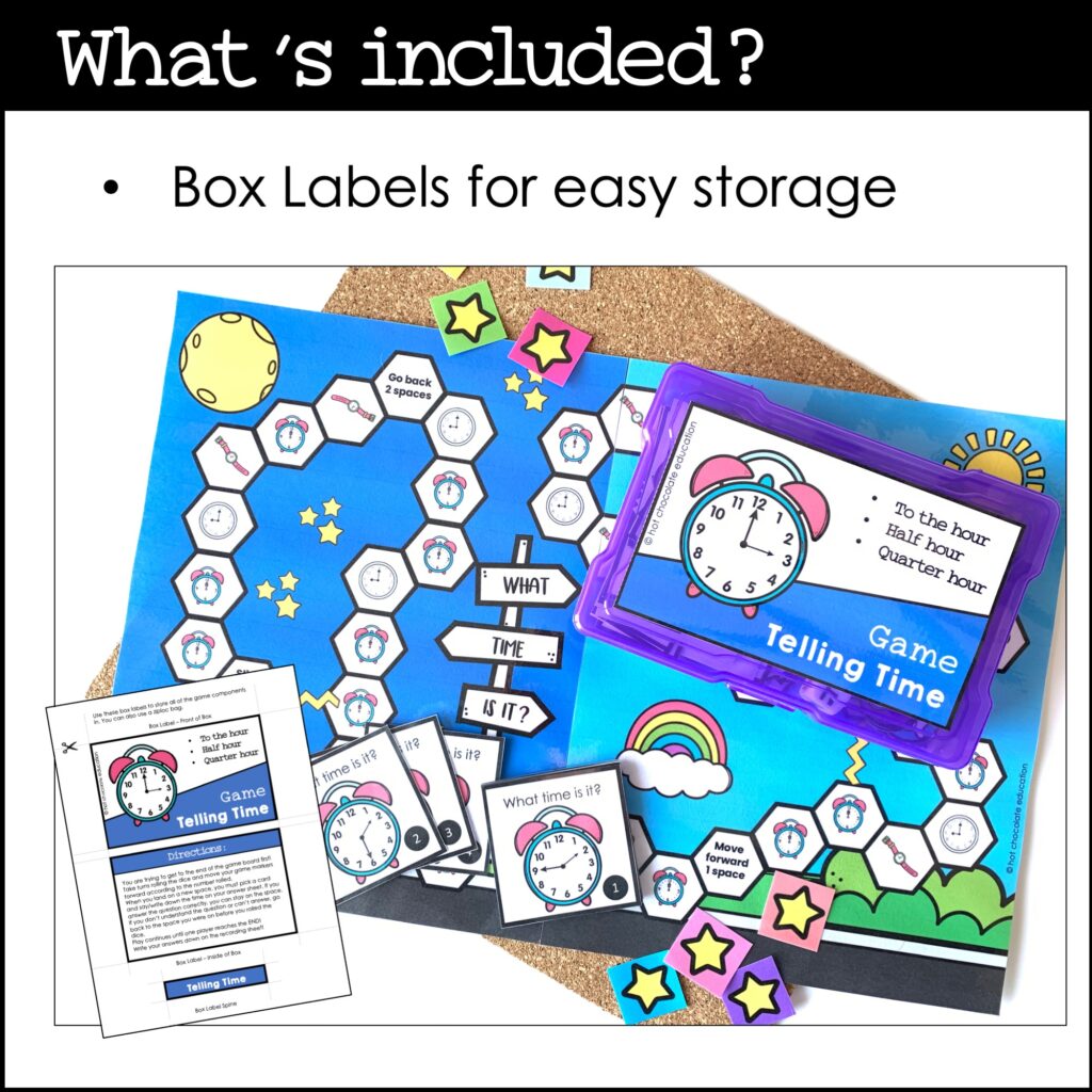 Telling Time Board Game - Reading Analog Clocks | Hour, Half Hour, 15 ...