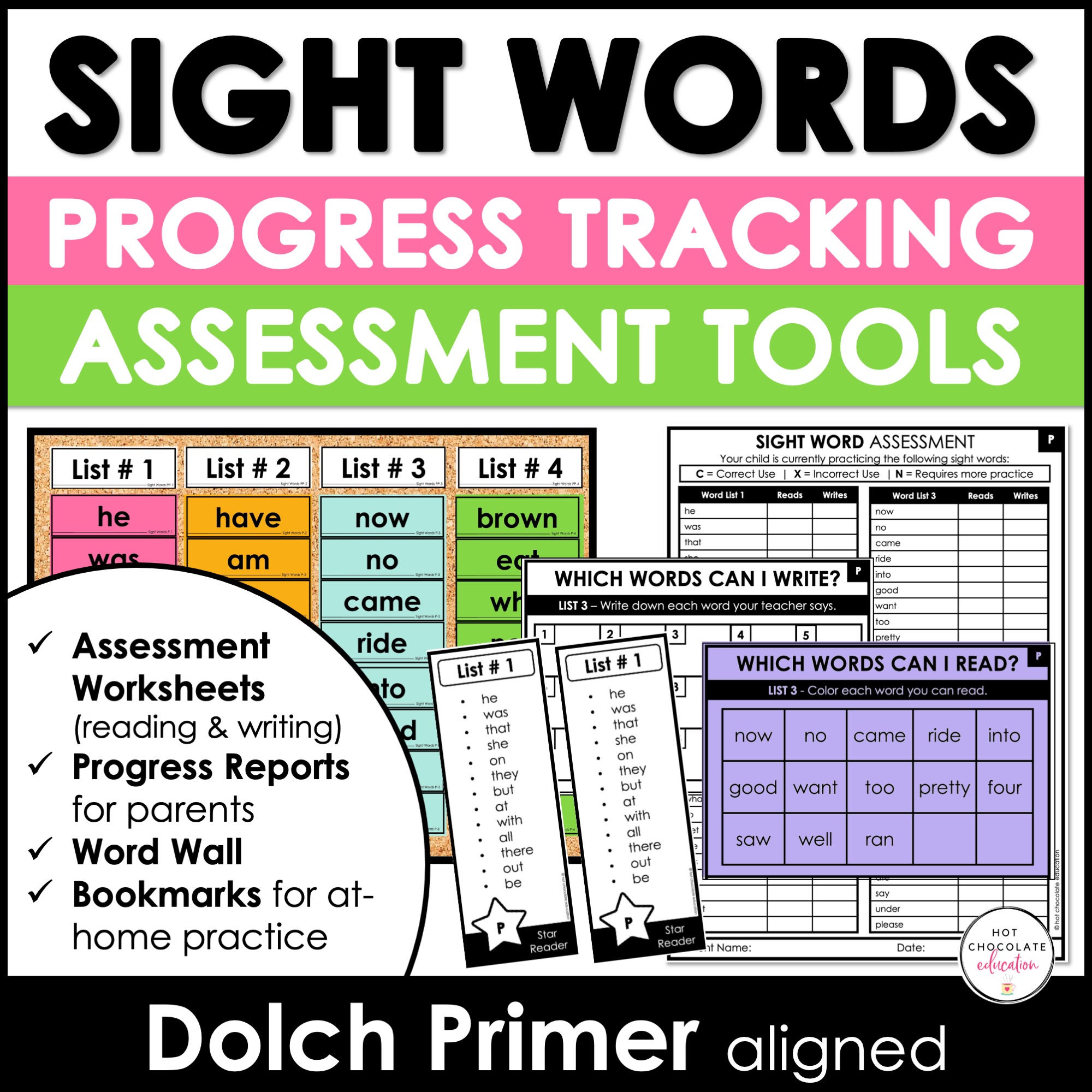 Sight Word Progress Reports Tracking And Evaluation Tools Primer Word