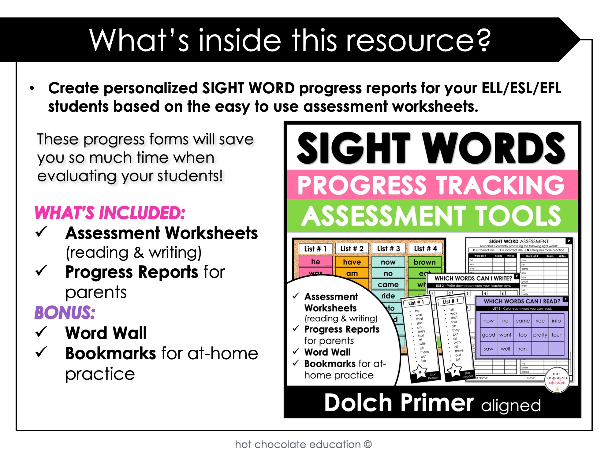 Sight Word Progress Reports - Tracking & Evaluation Tools - Primer Word ...