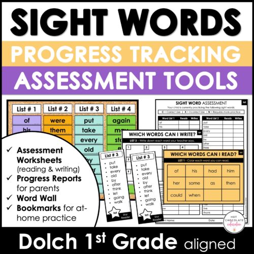 Sight Word Progress Monitoring - FIRST GRADE | Evaluation Tool ...