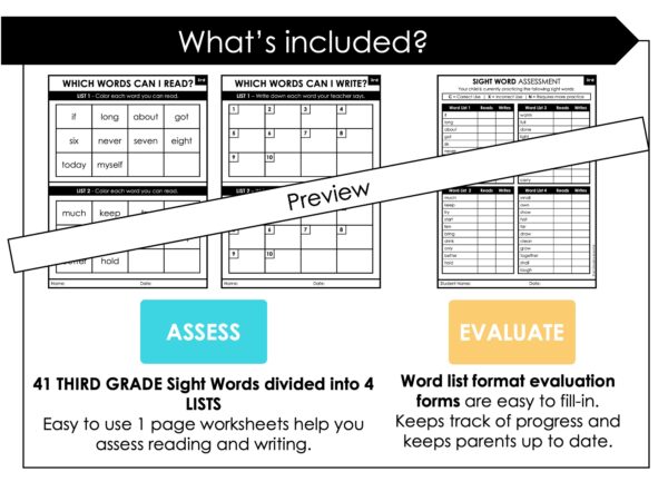 Sight Word Progress Reports - THIRD GRADE | Evaluation Template & Word ...