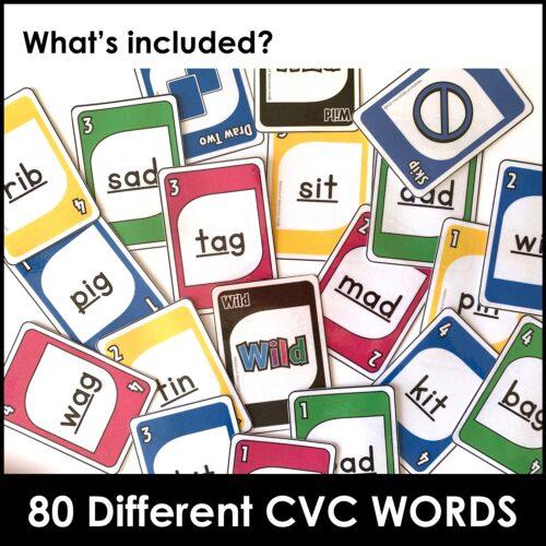 Literacy Card Game for CVC short vowels a-e-i-o-u: Plays like UNO ...