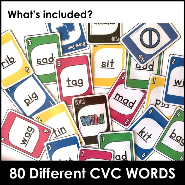 Literacy Card Game for CVC short vowels a-e-i-o-u: Plays like UNO ...
