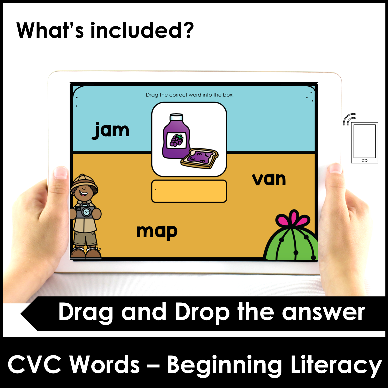 CVC WORDS Short Vowel A: BOOM CARDS™ – Digital Task Cards for Beginning ...