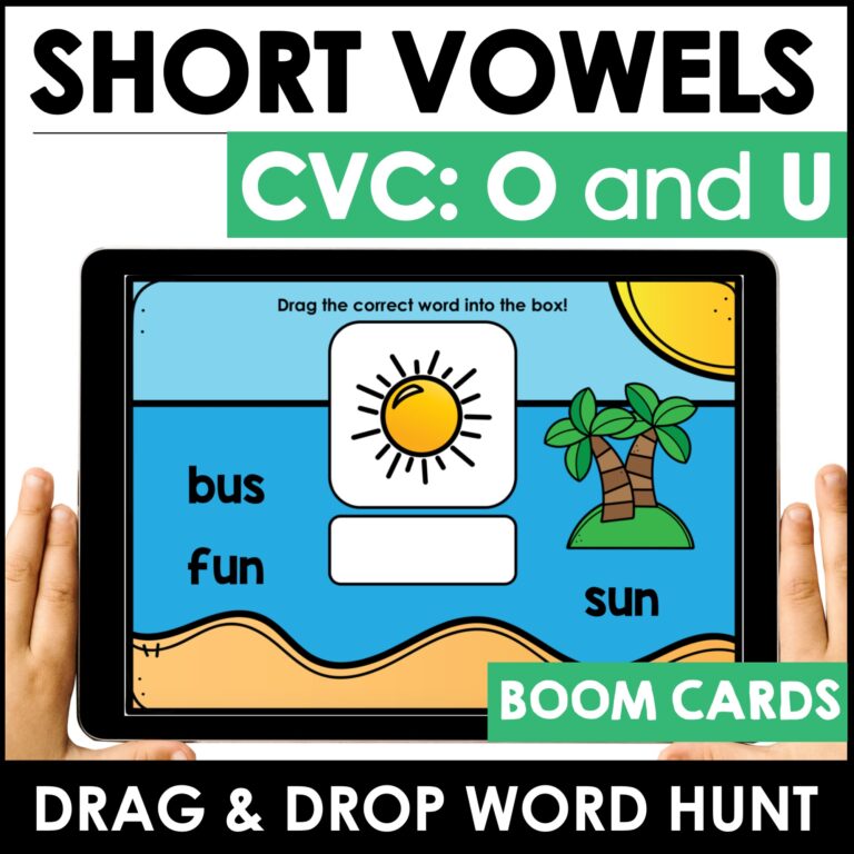 CVC Short O & U: BOOM CARDS™ – Digital Task Cards for Beginning Readers ...