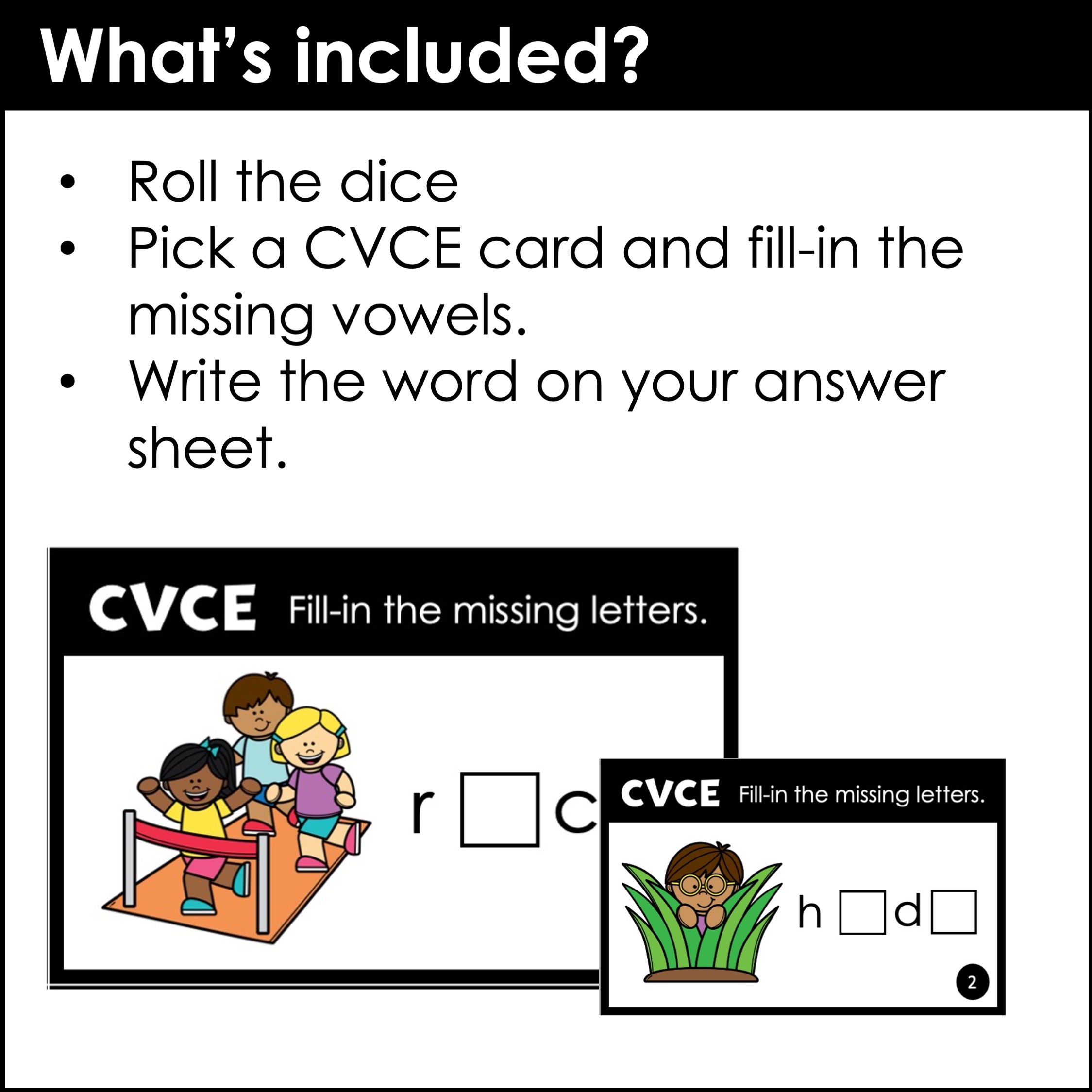 CVCE WORDS - Missing Vowel Board Game - Spelling Practice | Made By ...