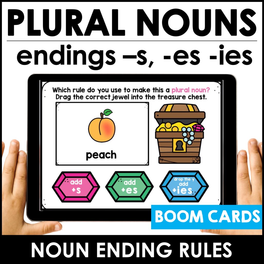 Plural Noun Spelling Rules BOOM CARDS™ -for Regular nouns -s, -es, -ies ...