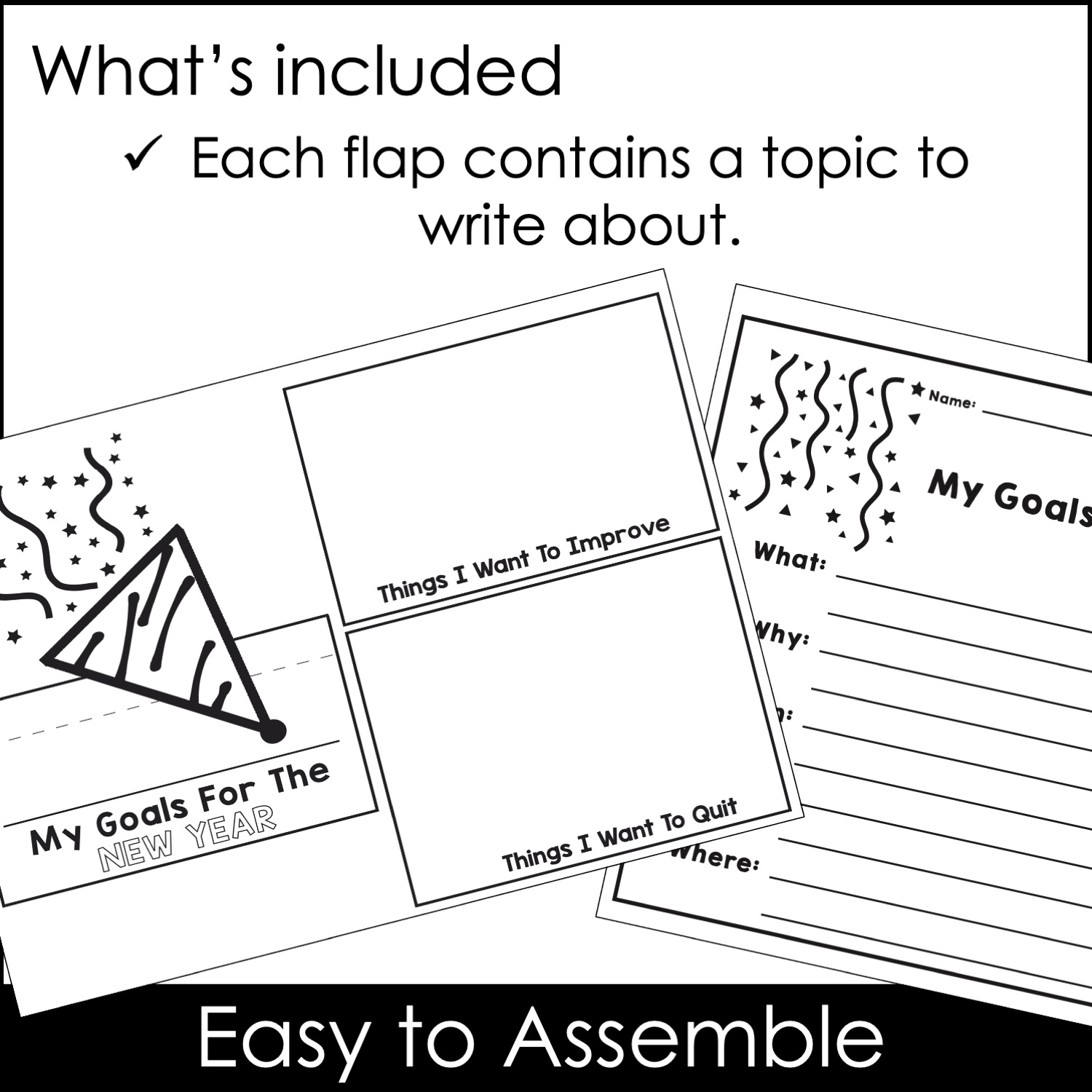ESL New Year Goals Writing Activity | New Year's Resolutions FLAP BOOK ...