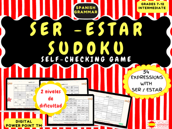 SER and ESTAR 54 expressions in Spanish SUDOKU digital game | Made By ...