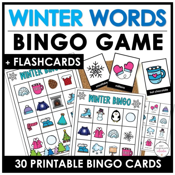Vocabulary Bingo Game - Winter Word Activity & Flashcards - Made By ...