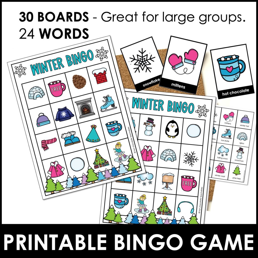 Vocabulary Bingo Game - Winter Word Activity & Flashcards | Made By ...
