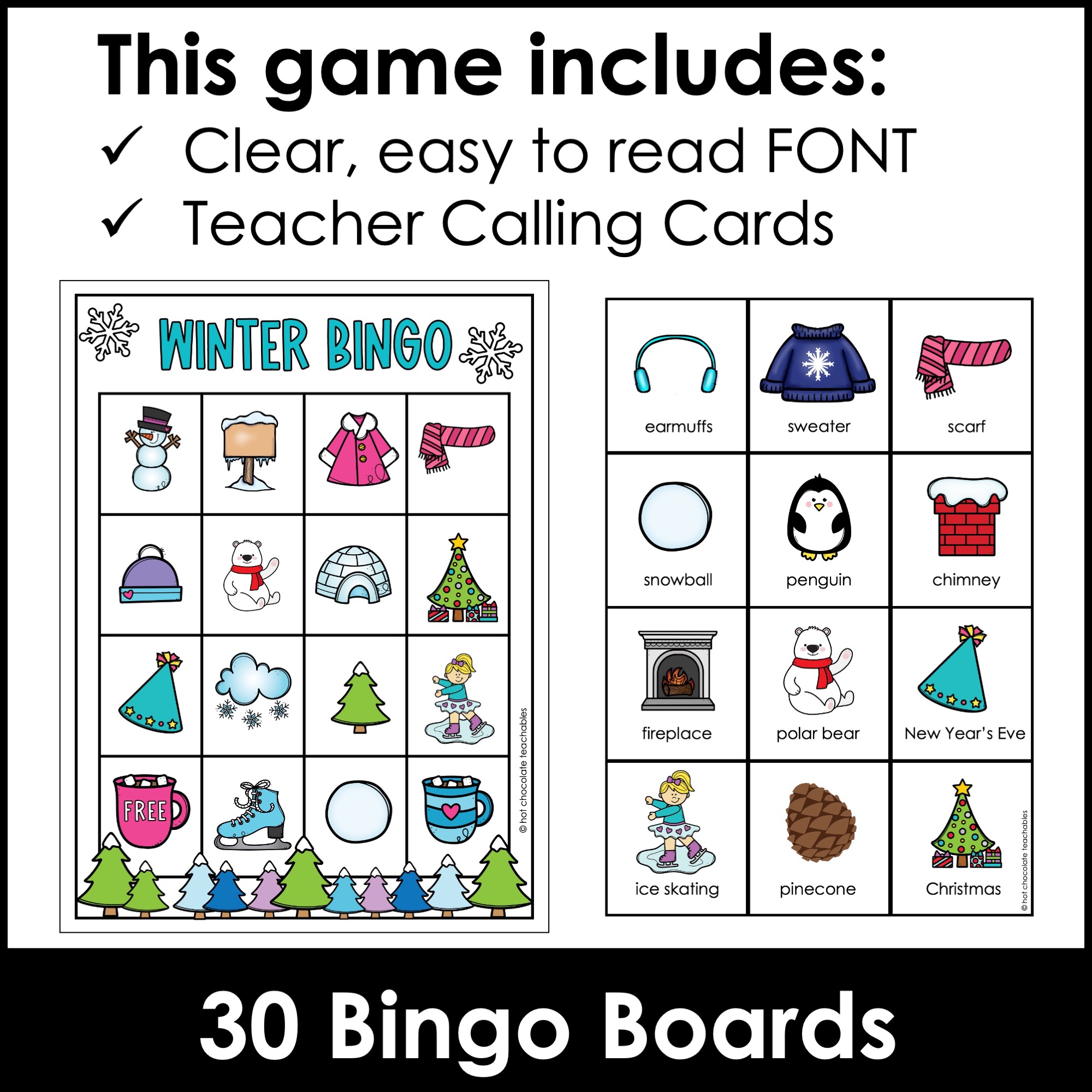 Vocabulary Bingo Game - Winter Word Activity & Flashcards | Made By ...