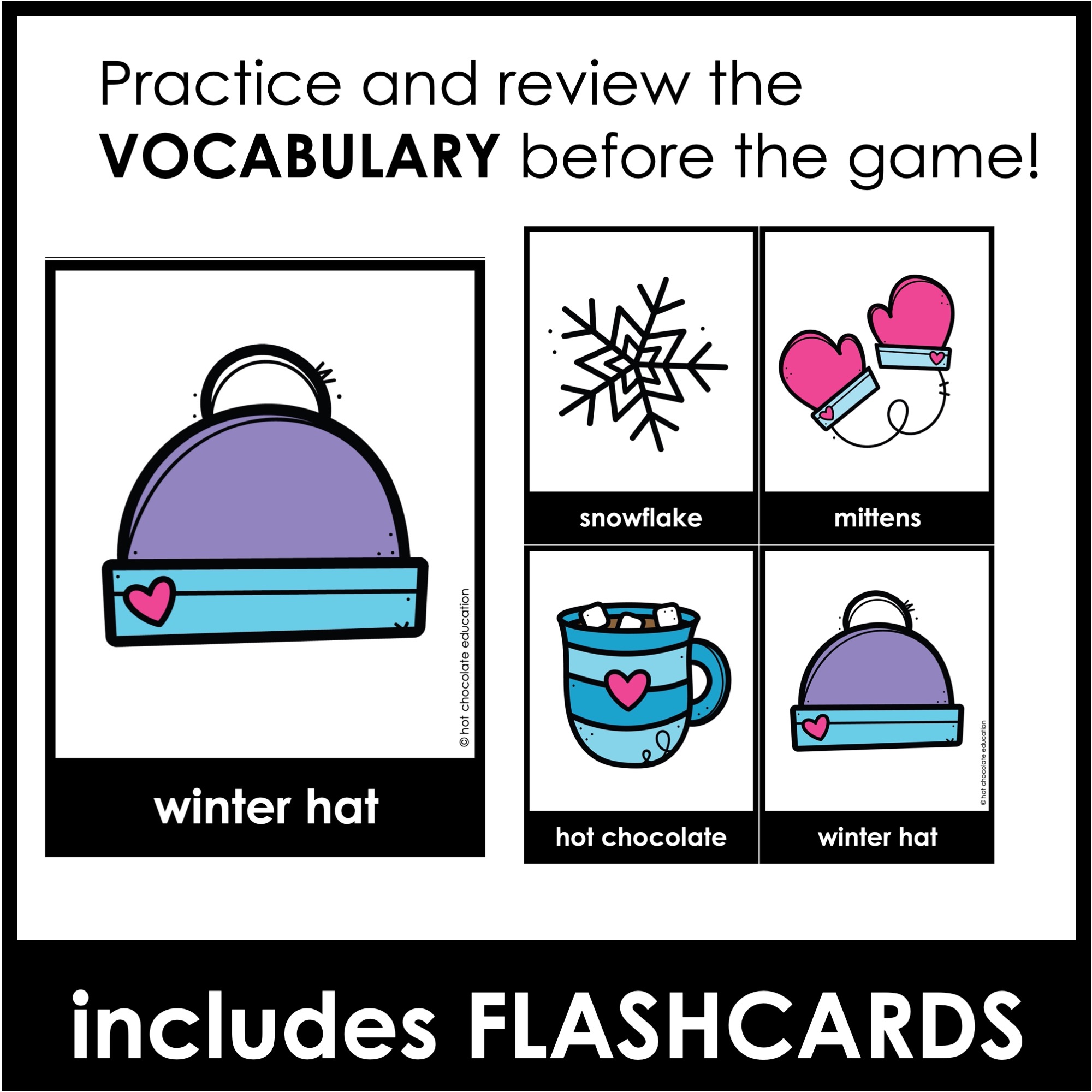 Vocabulary Bingo Game - Winter Word Activity & Flashcards | Made By ...