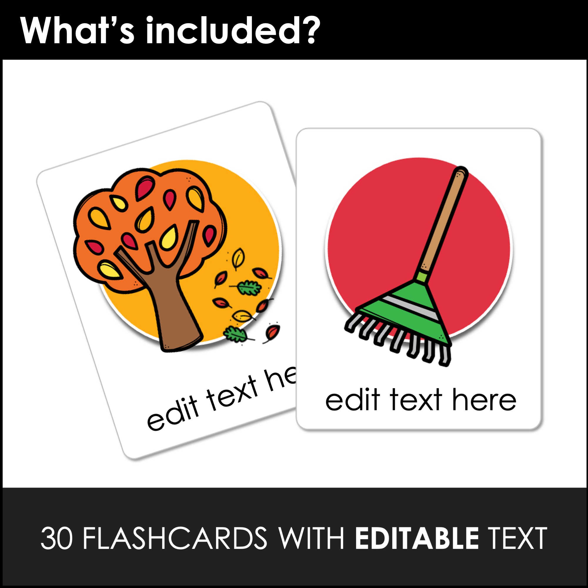 Autumn FALL Flashcards ESL Vocabulary Flash Cards for Kids - Editable ...