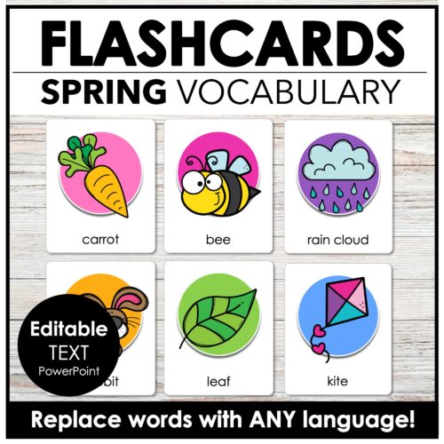 Spring & Easter Flashcards - Editable Vocabulary Word Flash Cards ESL ...
