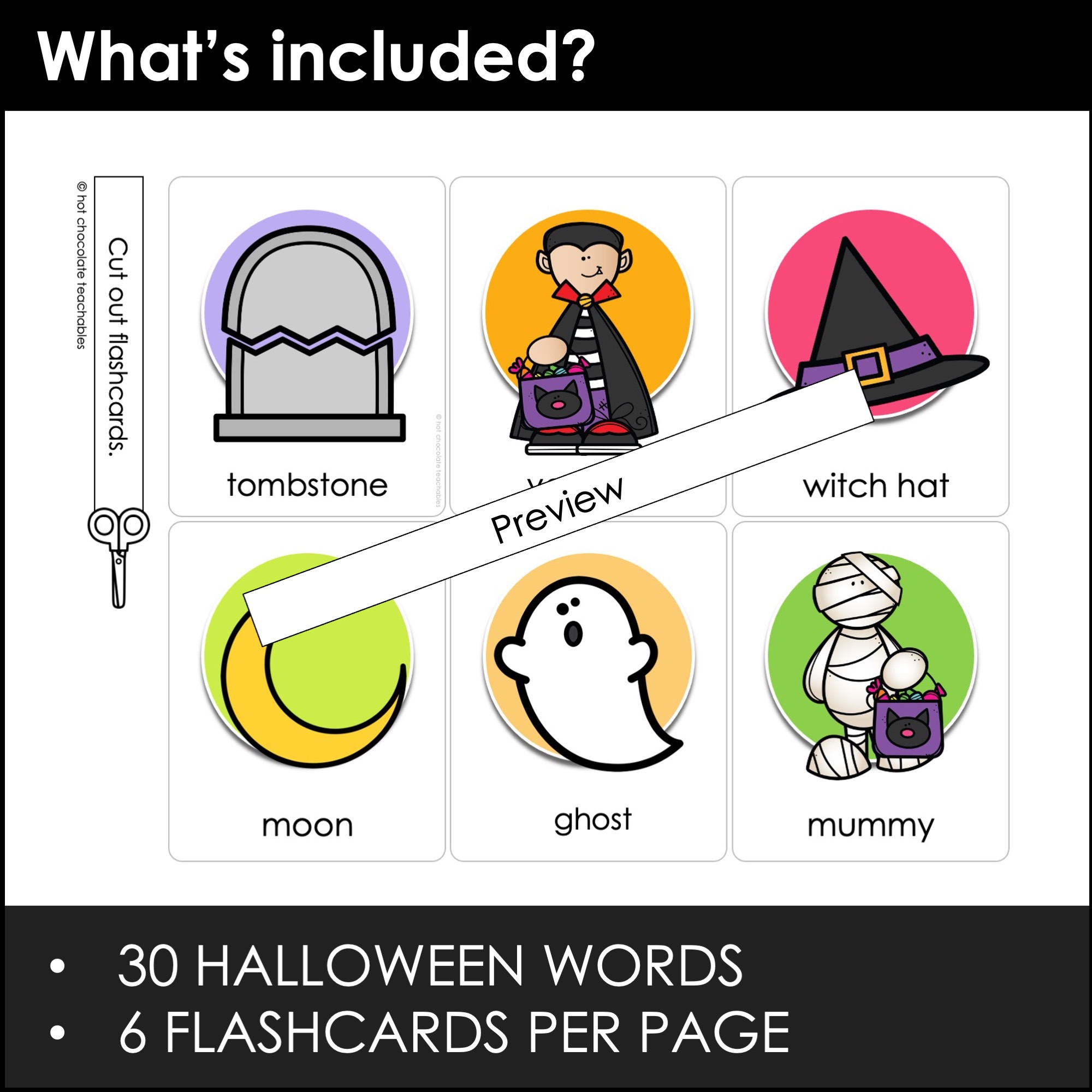 Halloween Flashcards ESL Vocabulary Flash Cards for word activities ...