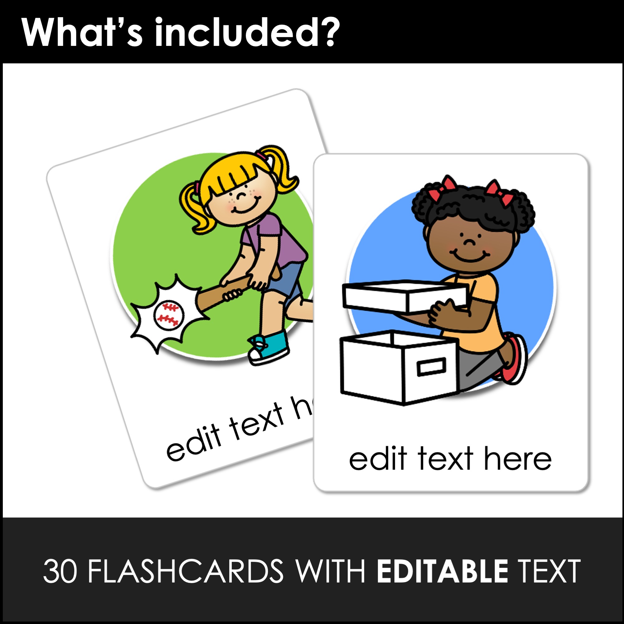 Action Verb Flashcards | Editable Verb Activity Cards for ESL EFL ELA ...