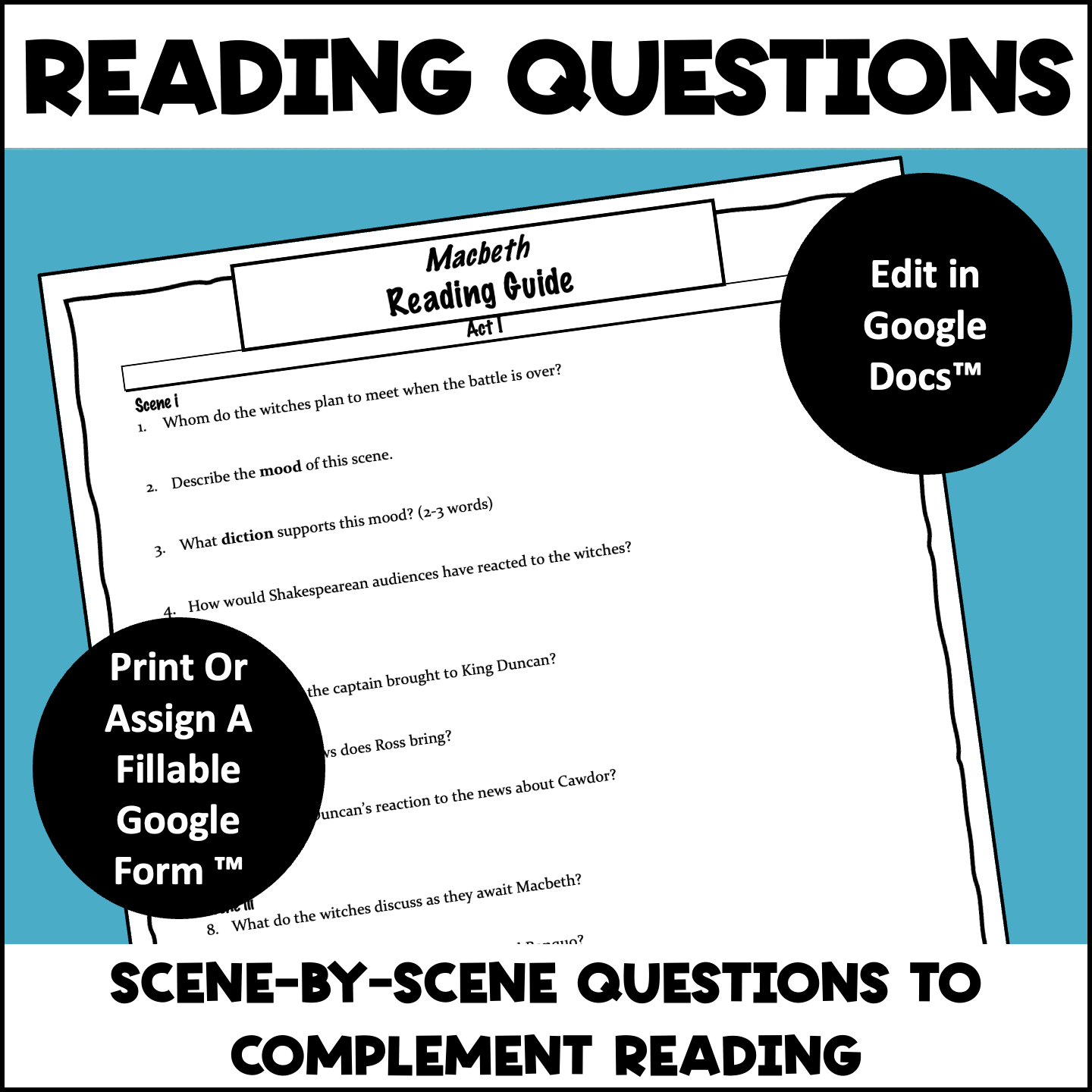 Macbeth Act 1 - Questions, Quiz, Quotes & Analysis - Print & Digital ...