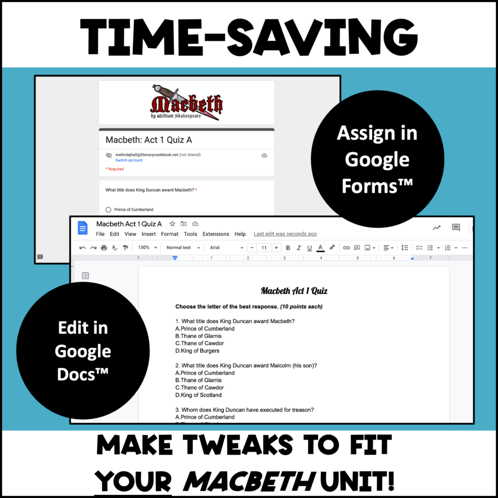 Macbeth Act 1 - Questions, Quiz, Quotes & Analysis - Print & Digital ...