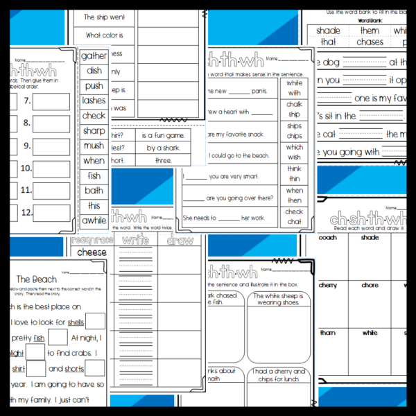 CH, SH, TH, WH Digraphs Worksheets: Sorts, Cloze, and More | Made By ...