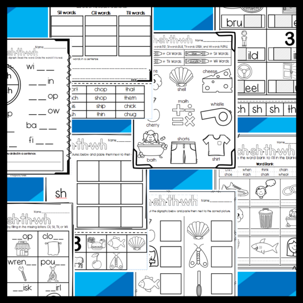 CH, SH, TH, WH Digraphs Worksheets: Sorts, Cloze, and More - Made By ...