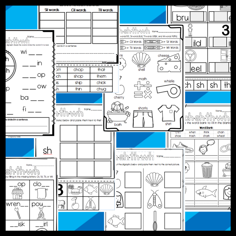 CH, SH, TH, WH Digraphs Worksheets: Sorts, Cloze, and More | Made By ...
