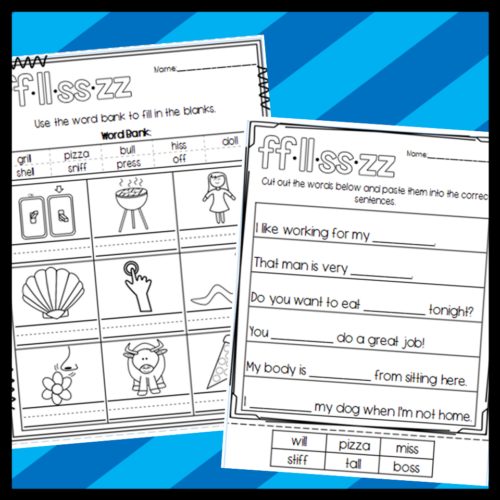 Double Consonant Worksheets (ll, ff, zz, ss): Cloze, Sorts, Read & Draw ...
